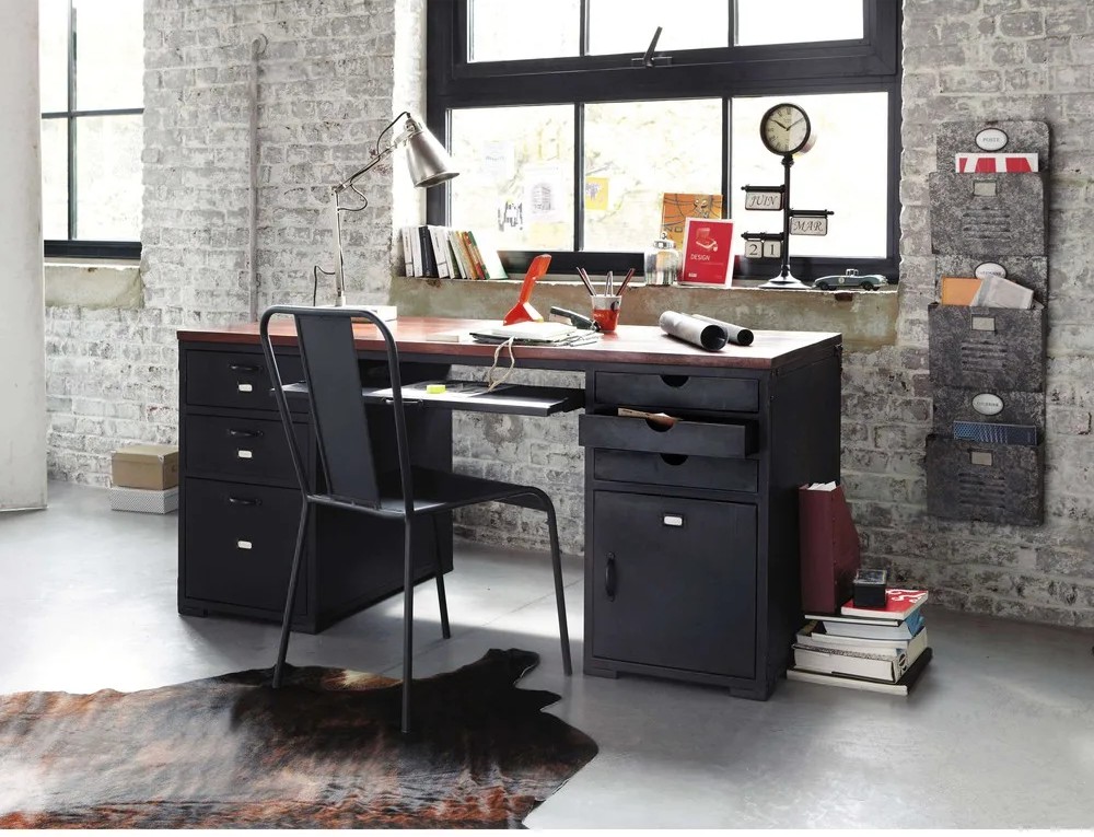 Bureau industriel bois et métal design loft : 20 modèles tendance