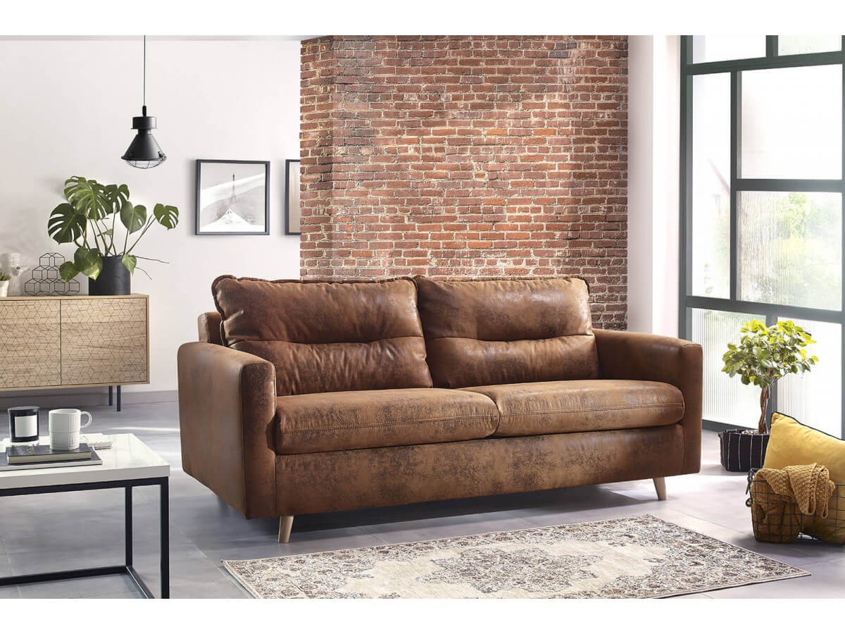 Canapé en cuir ou similicuir marron : 30 modèles pour votre salon ...